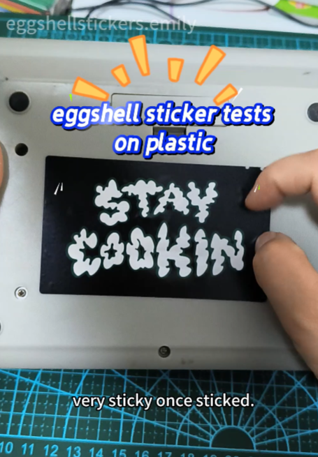 Eggshell sticker tests on plastic #eggshellstickers #eggshellstickerse ...